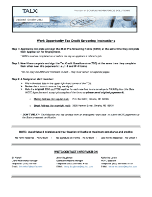 Work Opportunity Tax Credit Screening Instructions - Wff.me - Fill and ...