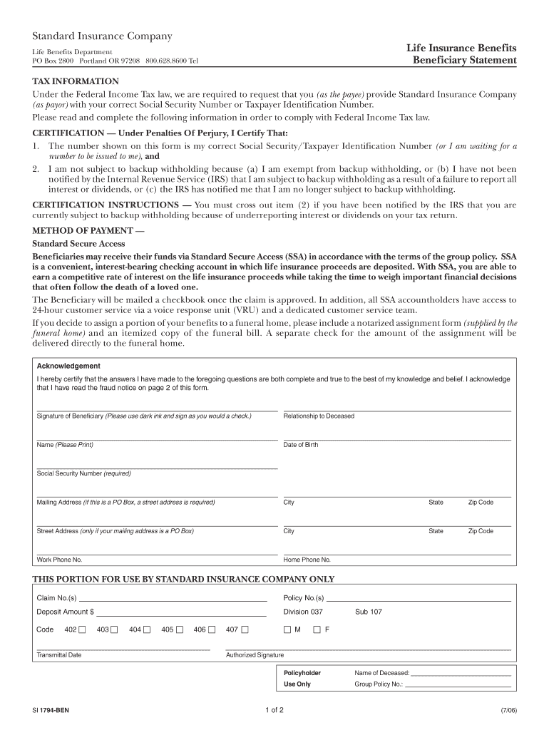 Fillable Online insurance aljc Member Life Insurance Claim Form - ALJC Group Life Insurance Page ...