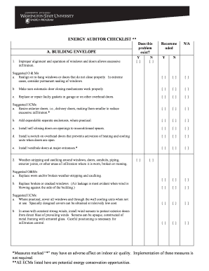 Fillable Online ENERGY AUDITOR CHECKLIST ** Fax Email Print - pdfFiller