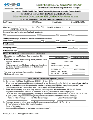 Fillable Online Dual Eligible Special Needs Plan (D-SNP) - Florida ...