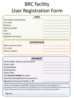 Fillable Online www1 imperial ac BRC facility User Registration Form ...