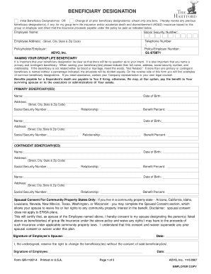 Fillable Online GR-11927-4 Beneficiary Designation form customized for ...