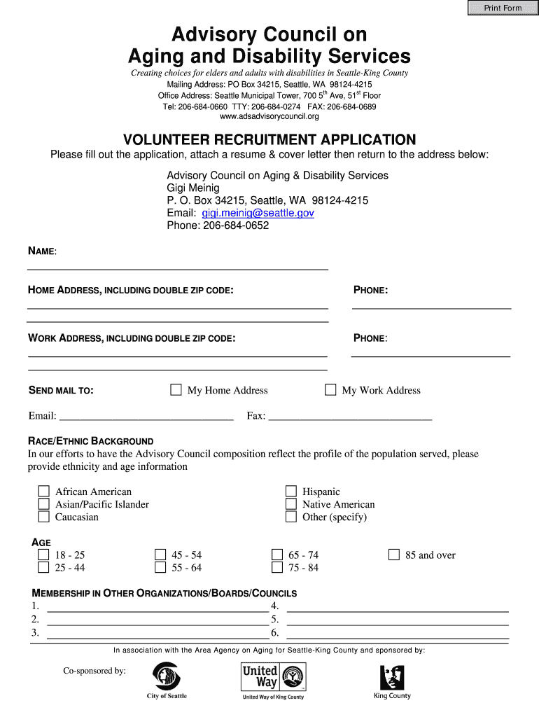 Fillable Online agingkingcounty Application form - Aging King County ...