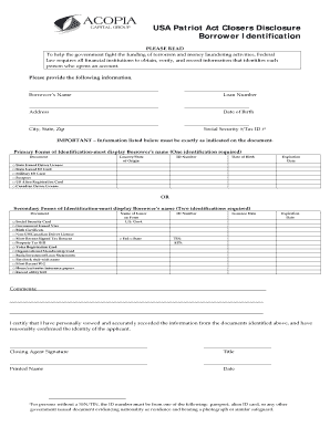 Patriot Act Form - Fill Online, Printable, Fillable, Blank | pdfFiller