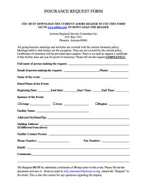 Fillable Online arizona-na INSURANCE REQUEST FORM Fax Email Print ...