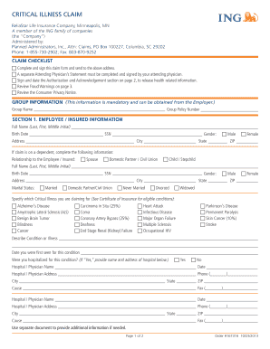 Fillable Online Critical Illness Claim Form - PAI Fax Email Print ...