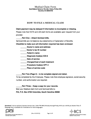 Fillable Online Medical Claim Form - 4-20-2012.doc Fax Email Print ...