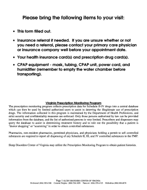 Fillable Online medfusion Please bring the following items to your ...