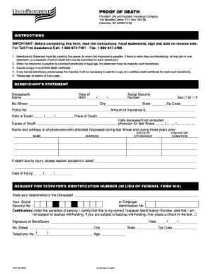Fillable Online UNUM Universal Life Death Claim Form - Laymon Group Fax ...
