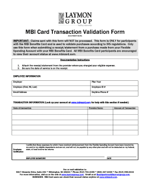 Fillable Online MBI Card Transaction Validation Form - Laymon Group Fax ...
