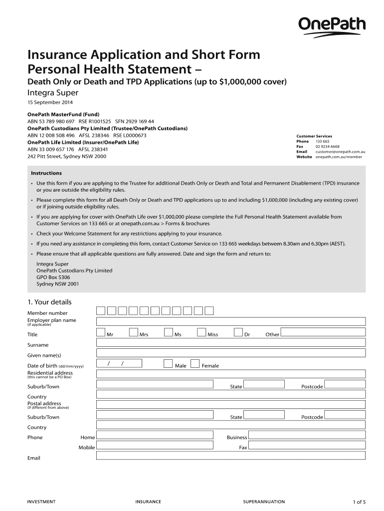 Fillable Online Direct Debit Request (DDR) - Personal Member Form - OnePath Fax Email Print ...