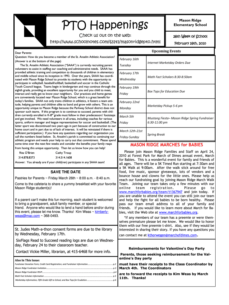 Fillable Online pkwy k12 mo PTO Happenings - Parkway School District ...