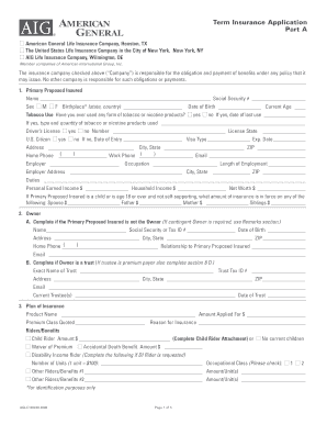 Fillable Online Term Life Insurance Application - Independent Agency ...