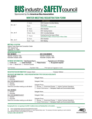Fillable Online buses Winter meeting registration form - American Bus ...