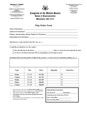 Fillable Online Flag Order Form 2013 Fax Email Print - pdfFiller