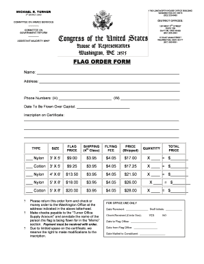 Fillable Online Flag Request form - Congressman Michael Turner Fax ...