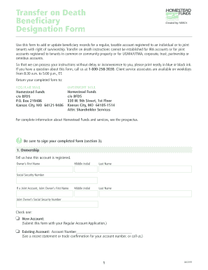 Fillable Online Transfer on Death Beneficiary Designation Form Fax ...