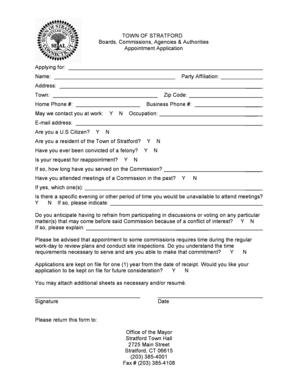 Fillable Online Application Form for Appointment to Boards, Commissions ...