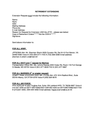 Fillable Online RETIREMENT EXTENSIONS Fax Email Print - pdfFiller