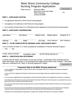 Fillable Online westshore Nursing Program Application - West Shore ...