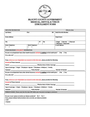 Fillable Online blounttn Blount county government medical, dental ...