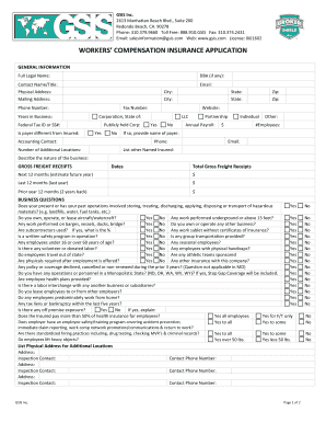 Fillable Online WORKERS COMPENSATION INSURANCE APPLICATION Fax Email ...