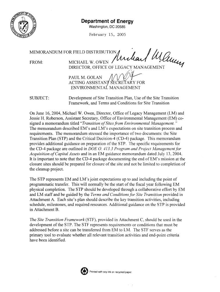 Fillable Online emcbc doe MEMORANDUM FOR FIELD DISTRIBUTION Fax Email ...