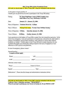 Fillable Online rtpnet BSA Troop 200 Activity Permission Form $10 cash ...