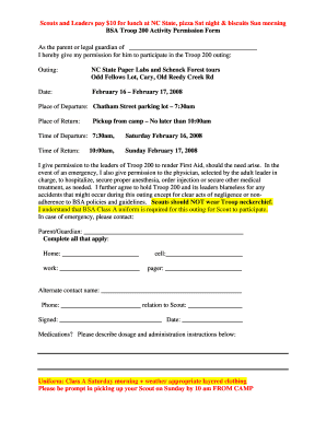 Fillable Online rtpnet BSA Troop 200 Activity Permission Form - RTPnet ...