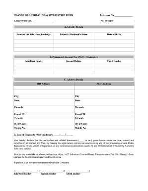 Fillable Online CHANGE OF ADDRESS (COA) APPLICATION ... - PI Industries ...