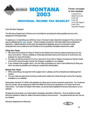 Fillable Online MONTANA Forms included 2003 Long Form 2 Fax Email Print ...