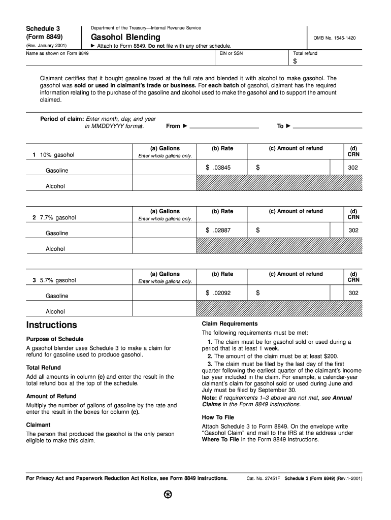 Fillable Online Schedule 3 Form 8849 Rev July 1999 FormSend Fax