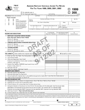 Fillable Online 740-X AMENDED KENTUCKY INDIVIDUAL INCOME TAX RETURN F T ...