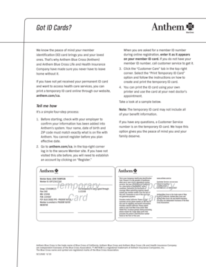 Fillable Online hr sonoma-county Anthem Blue Cross Temporary ID Card ...