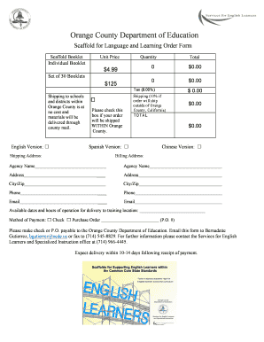 Fillable Online ocde Scaffold Booklet Order Form Rev 8-2013 - Orange ...