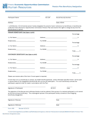 Fillable Online myfresnoeoc Pension Plan Beneficiary Designation Form ...
