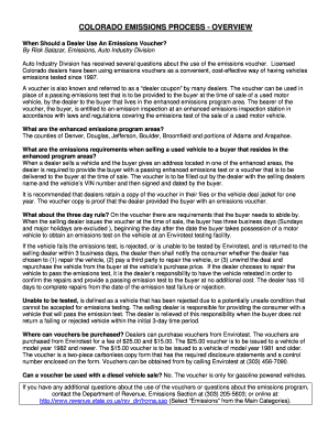 Fillable Online cadaopenroad COLORADO EMISSIONS PROCESS - OVERVIEW Fax ...