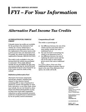 Fillable Online cadaopenroad Alternative Fuel Income Tax Credits Fax ...