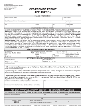 Fillable Online cadaopenroad OFF-PREMISE PERMIT APPLICATION - CADA's 'Open Road' - cadaopenroad ...