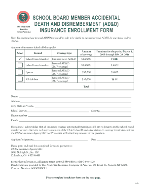 Fillable Online Enrollment and beneficiary designation form for AD&D ...