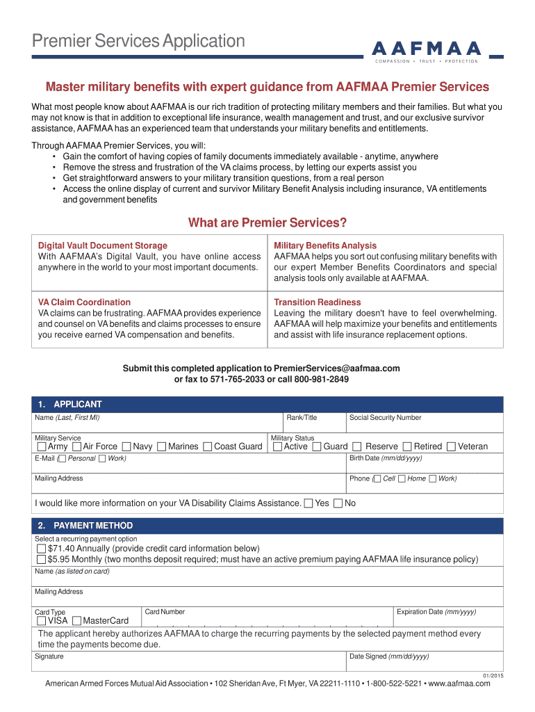 Fillable Online Premier Services Application 201501pmd Fax Email Print ...