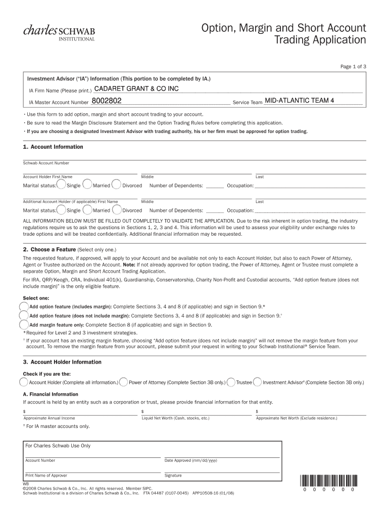 Fillable Online Option, Margin and Short Account Trading Application Fax Email Print - pdfFiller