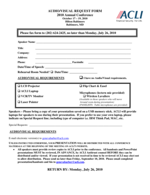 Fillable Online AV Request Form 2010 (PDF) Fax Email Print - pdfFiller