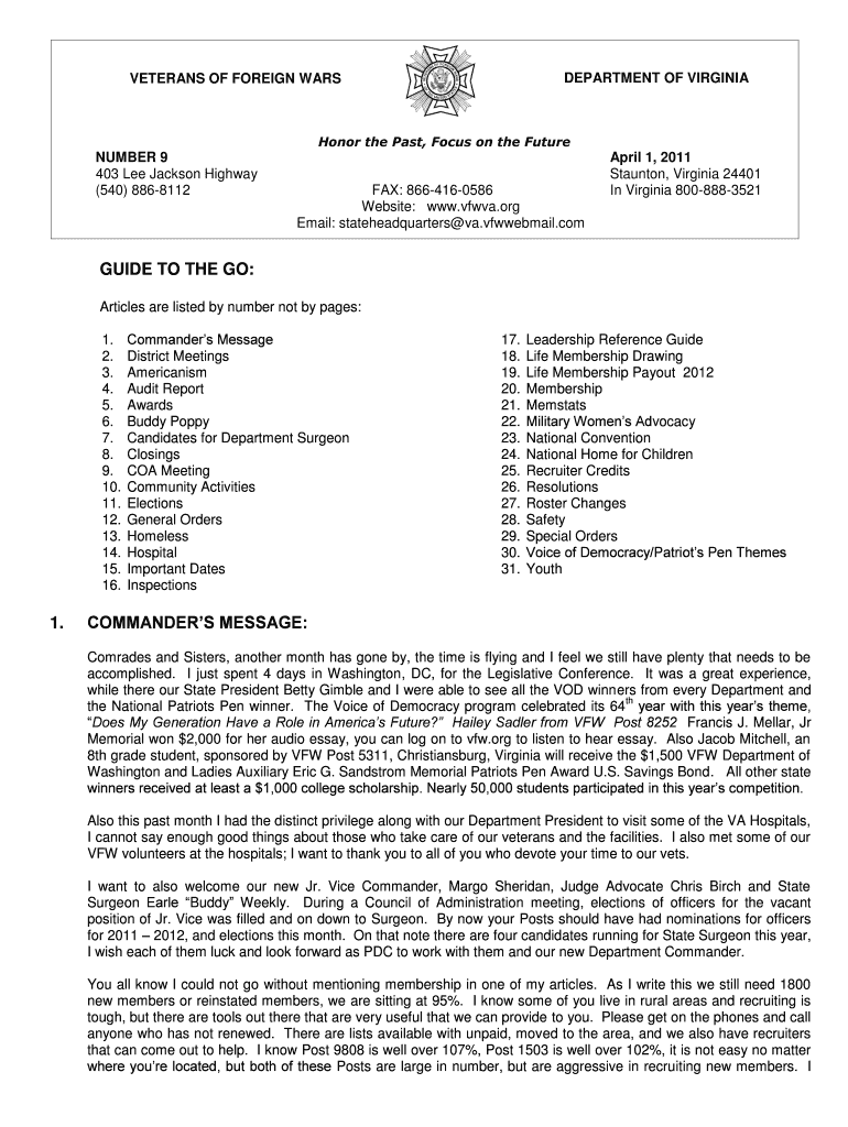 Fillable Online myvfw In Virginia 800-888-3521 - myvfw Fax Email Print ...