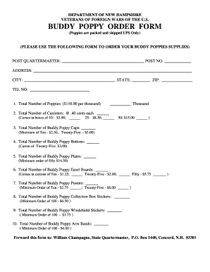 Fillable Online myvfw BUDDY POPPY ORDER FORM - My VFW - myvfw Fax Email ...