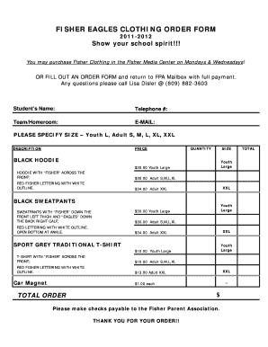 Fillable Online Clothing Order History & order form Fax Email Print ...