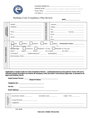 Fillable Online Building Code Compliance Plan Review Form Fax Email Print - pdfFiller