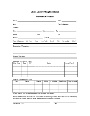 Fillable Online Client Underwriting Submission - Convergence Employee ...