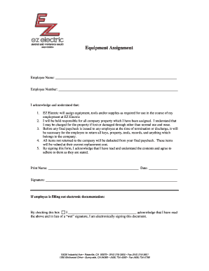 Fillable Online Equipment Assignmentrtf Fax Email Print - pdfFiller