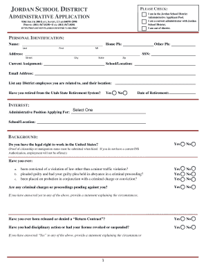 Fillable Online Jordan school district administrative application Fax ...